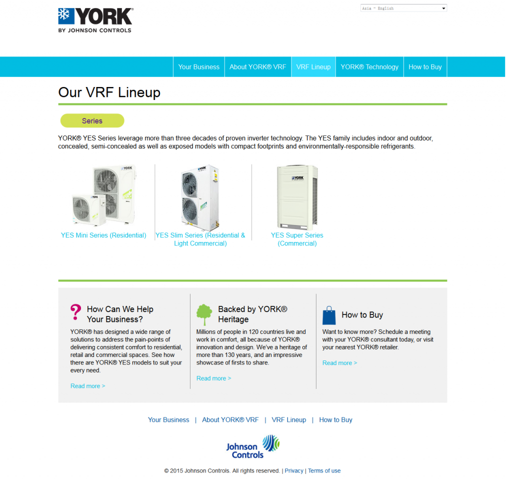 YORK® VRF web design