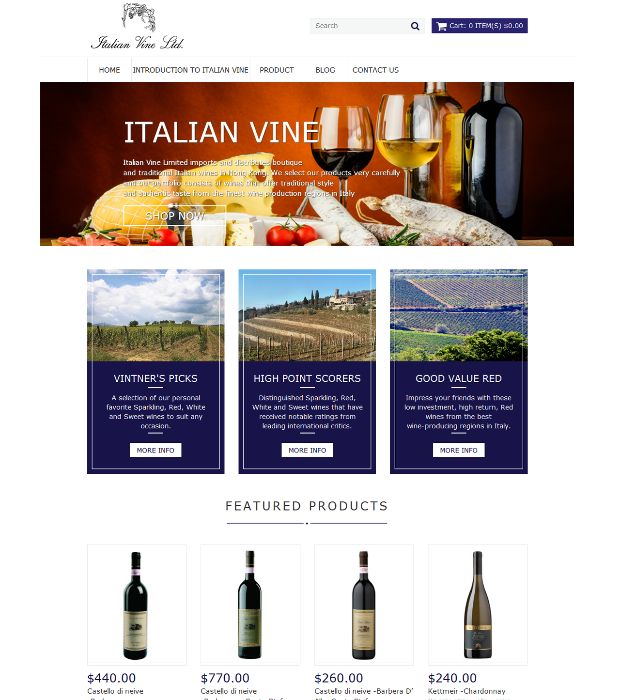 Italian Vine web development